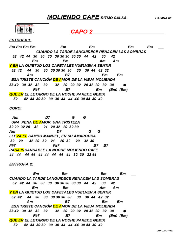 Moliendo Café y Momposina - Letra, acordes y punteo | PDF