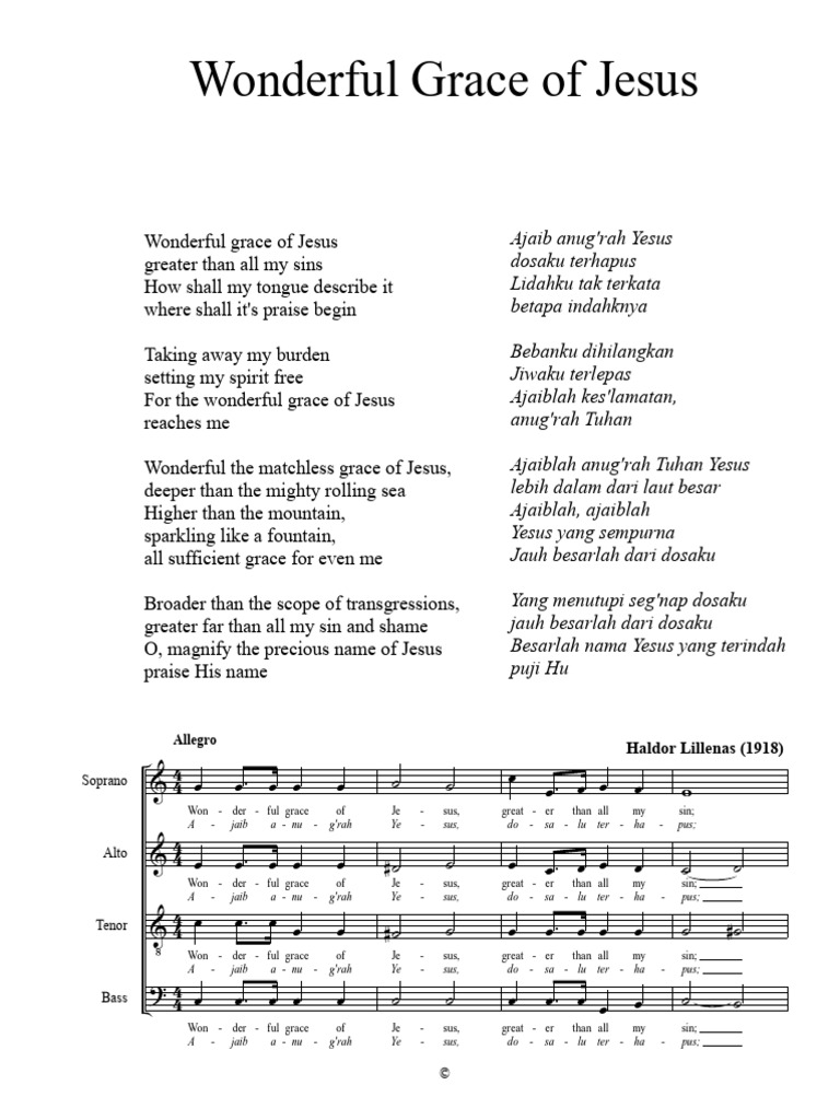 Wonderful Grace of Jesus Hymn PDF | PDF