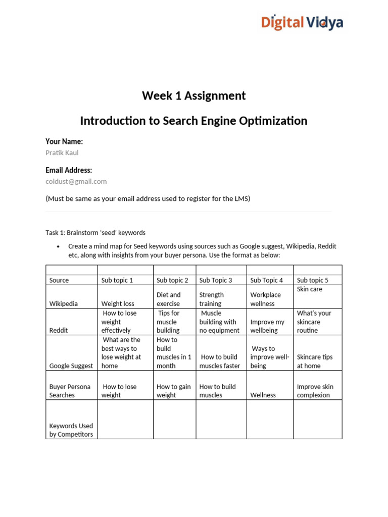 Week 1 Assignment 1 | PDF