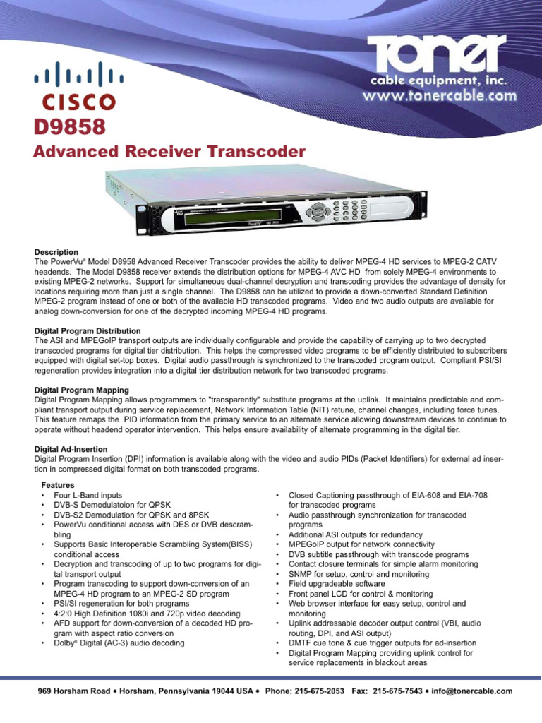 d9858 Powervu Digital Mpeg2-4 SD-HD Satellite Receiver Mpts 2 Program ...