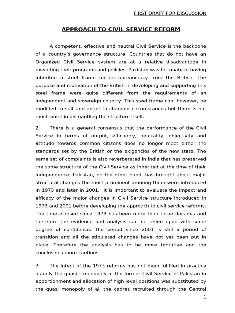 Approach to Civil Service Reforms (1) | PDF | Taxes | Civil Service