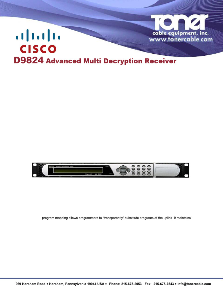 Cisco D9824 Multi Decryption Receiver | PDF | Digital Television | Video