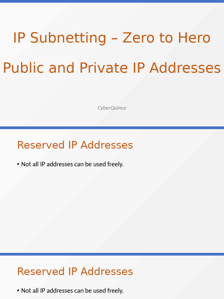 6+Public,+Private+and+Reserved+IP+Addresses | PDF | Internet Protocols | Computer Network