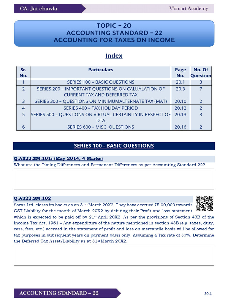 As 22 - Accounting For Taxes On Income-1 | PDF | Deferred Tax ...