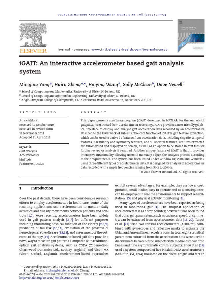 iGAIT An Interactive Accelerometer Based | PDF | Spectral Density | Accelerometer