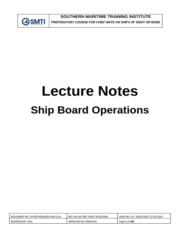 New Lecture Note Ship Board Operations Class II 04.01.2025 | PDF ...