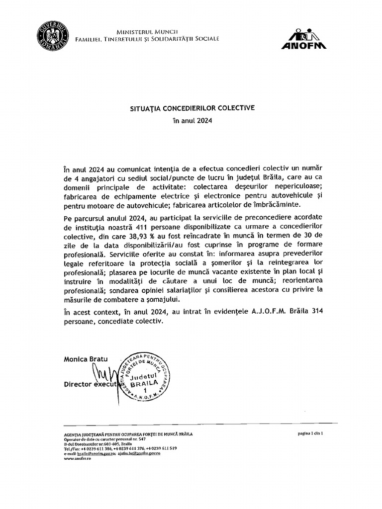 Situatia Concedierilor Colective | PDF