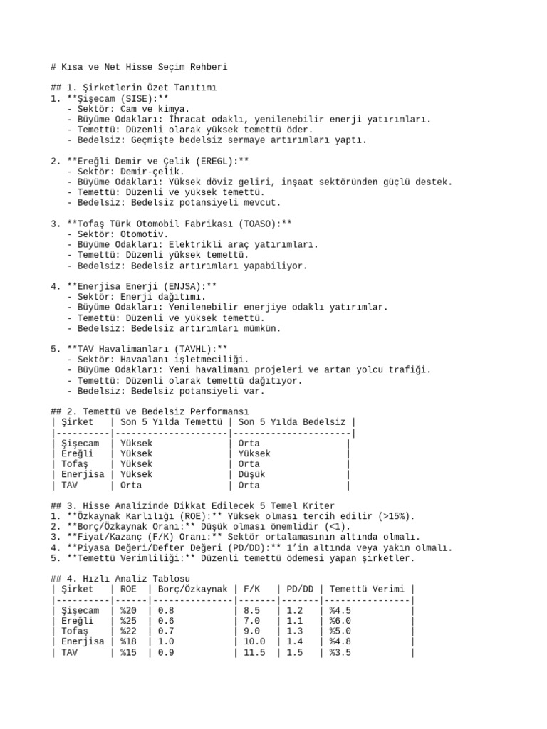 Hisse Secim Rehberi | PDF