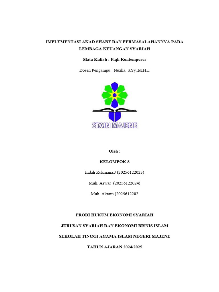 Akad Sharf dalam Lembaga Keuangan Syariah | PDF