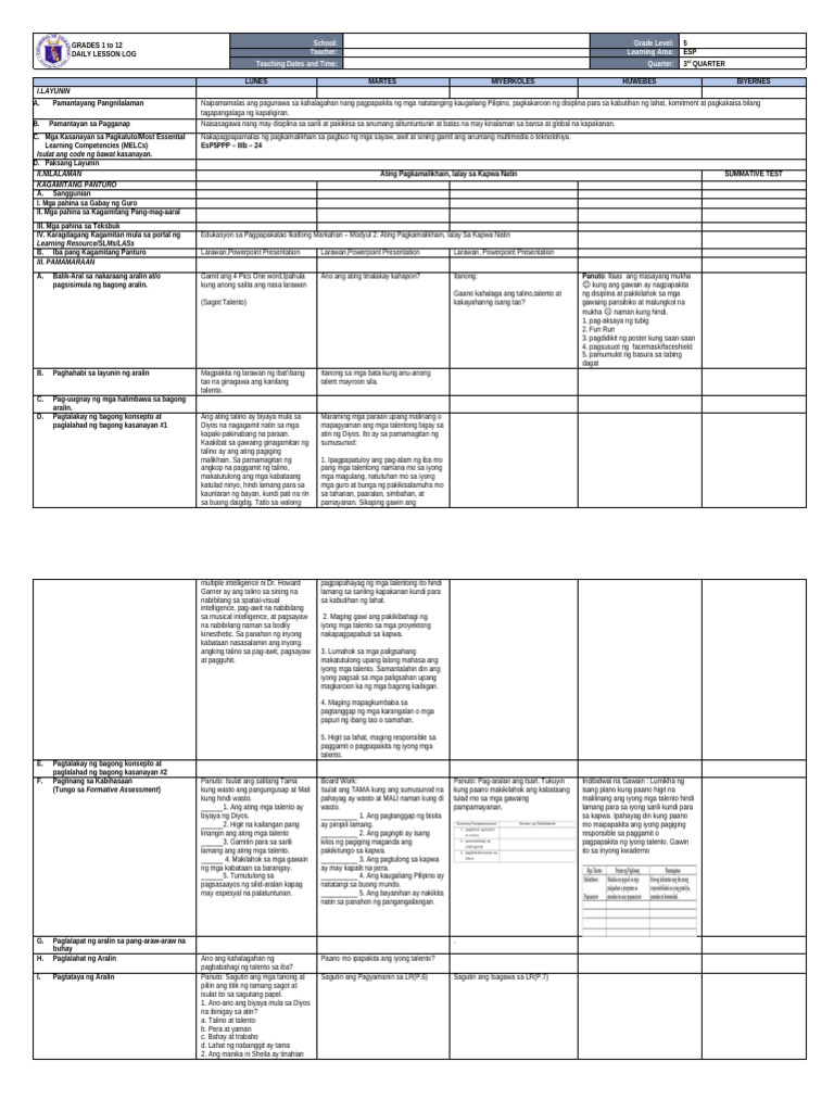 DLL-ESP 5 - Q3 - W2-Final | PDF