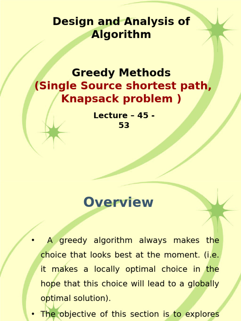 Greedy Algorithms Shortest Path Knapsack Pdf Graph Theory