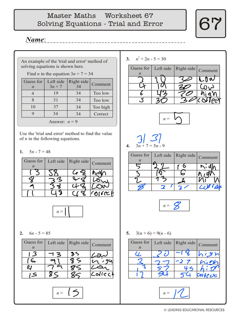 Solving Equations with Trial and Error | PDF