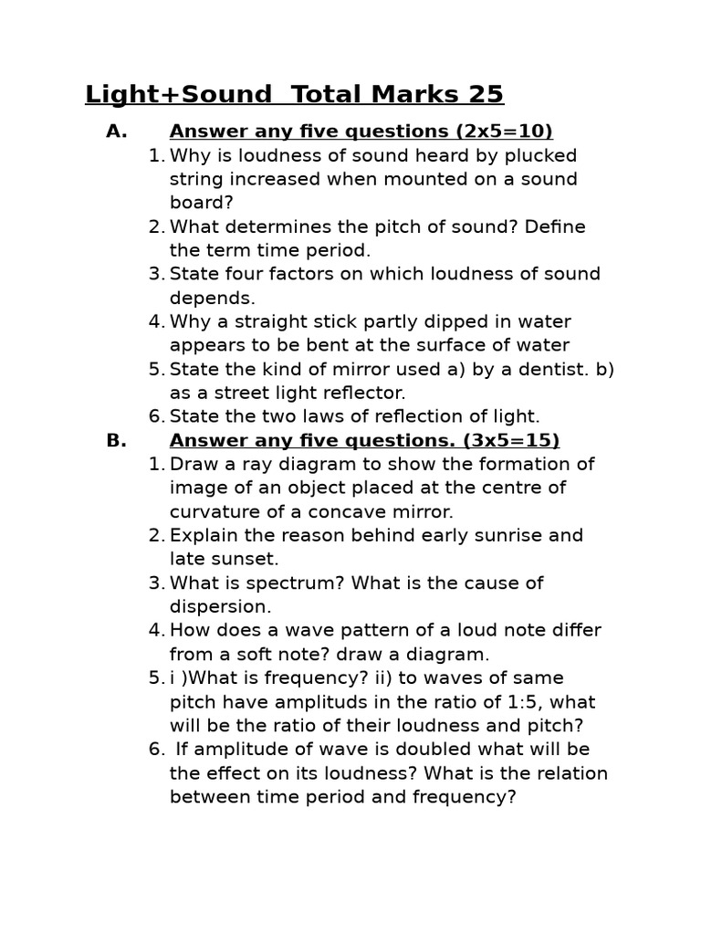 Light and Sound Class 8 | PDF