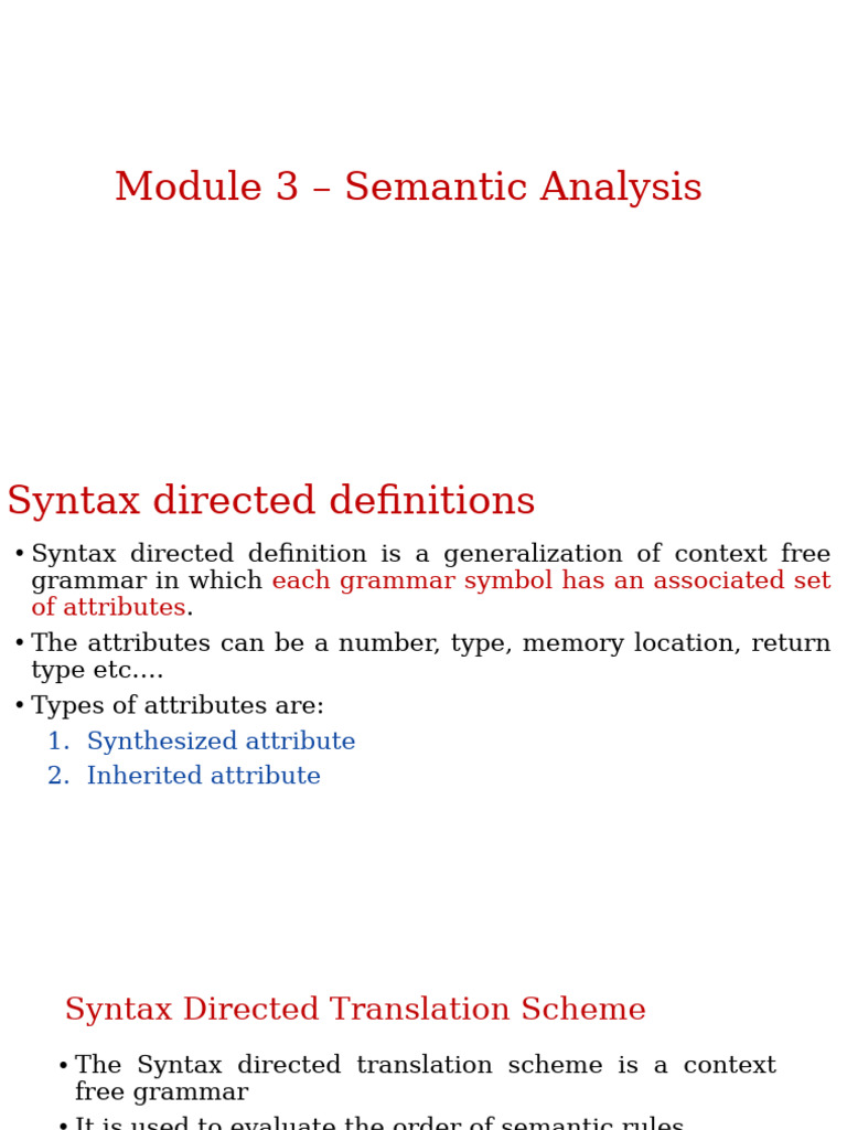 Module 3 - Semantic Analysis | PDF | Parsing | Computer Science