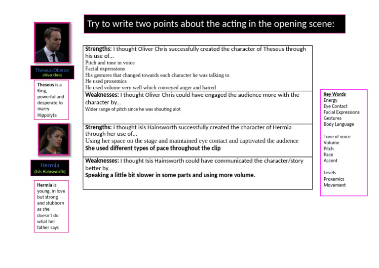 Lesson 1 - Evaluating MSND Scene 1 1 | PDF | A Midsummer Night's Dream ...