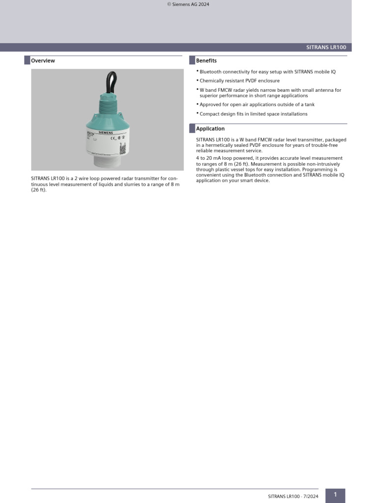Sitransl Lr100 Fi01 En | PDF | Radar | Power Supply