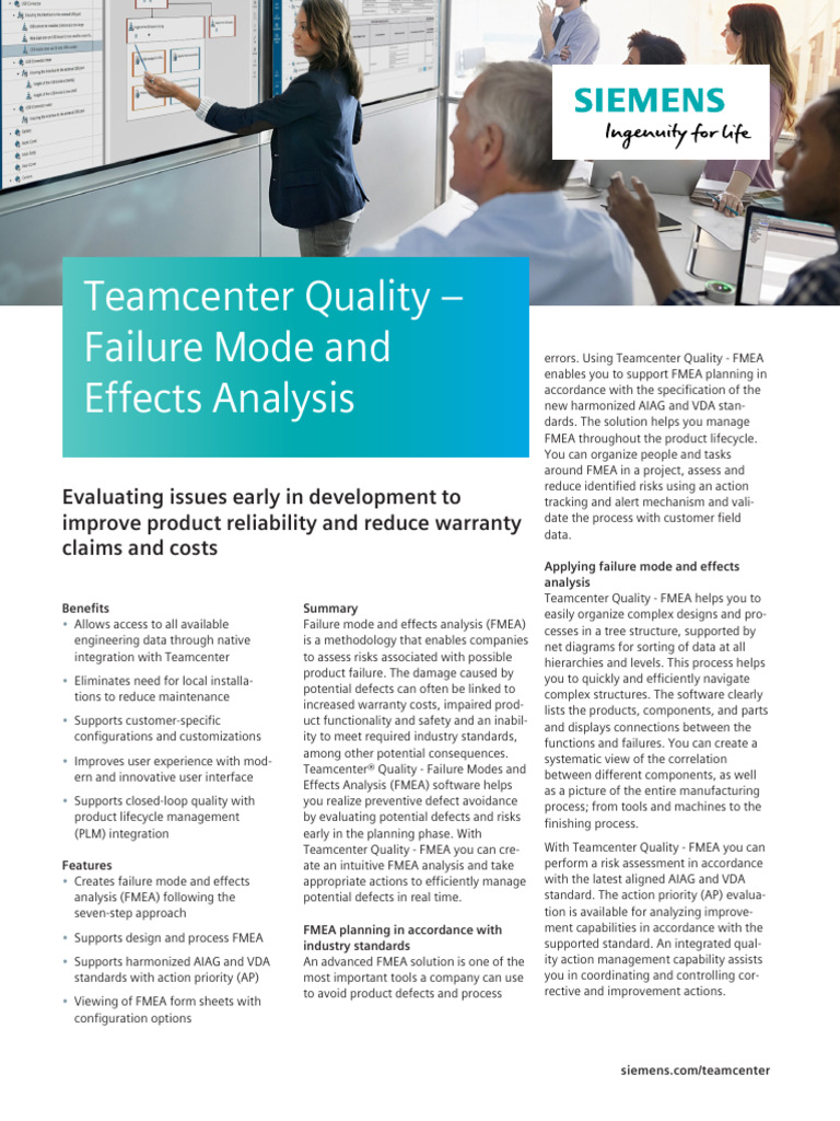 Siemens SW Teamcenter Quality FMEA Fact Sheet - tcm27-92523 | PDF ...