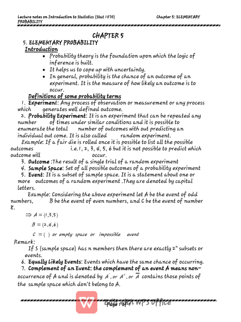 Chapter-5-Elementary Probability | PDF | Probability | Randomness