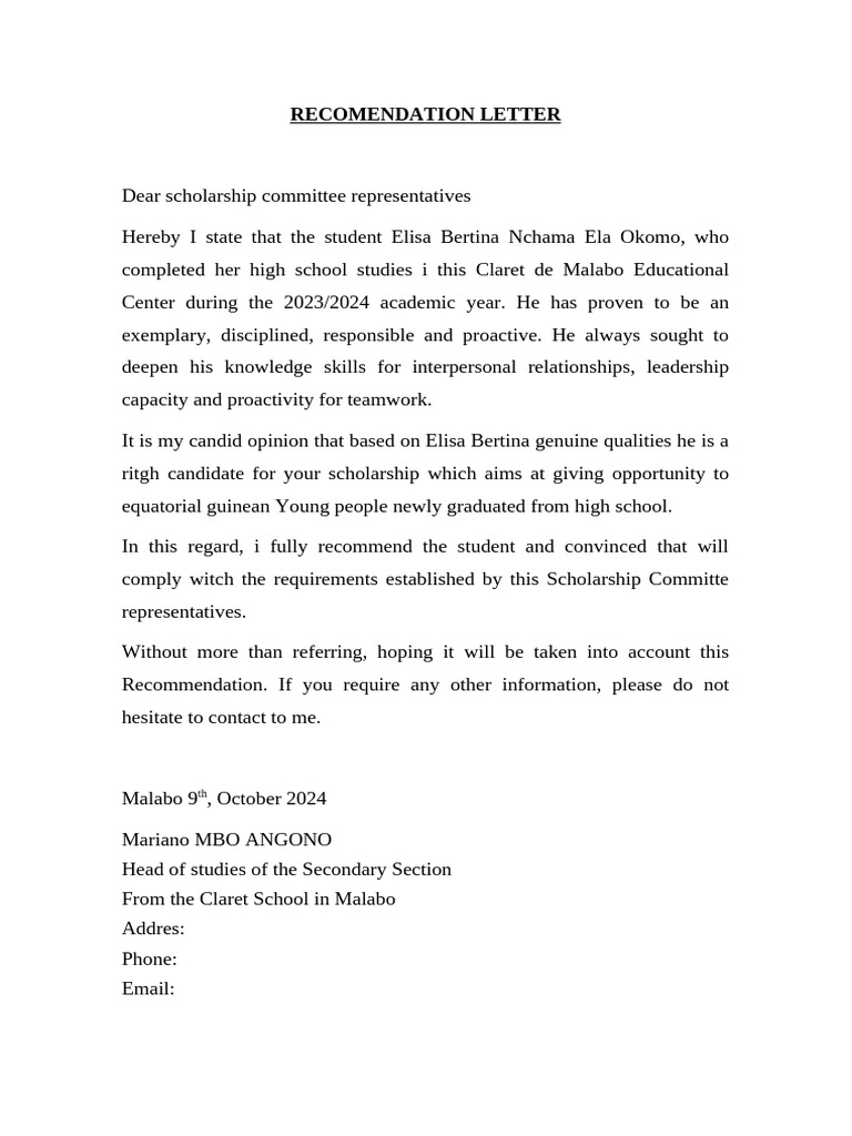 Recomendation Letter | PDF