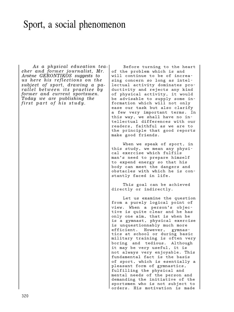 Sport, Social Phenomenon | PDF | Sports