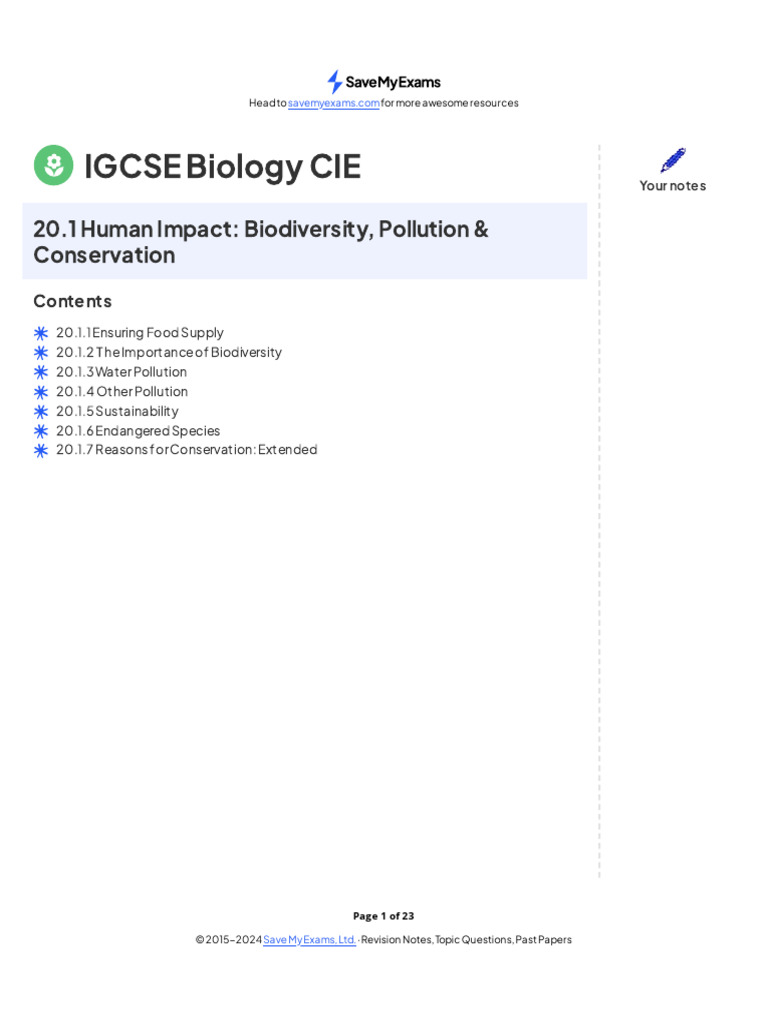IGCSE Biology: Human Impact on Environment | PDF | Agriculture ...
