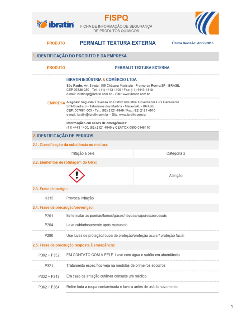 Fispq-Lab-000-Permalit Textura Externa | PDF | Embalagem e rotulagem | Química