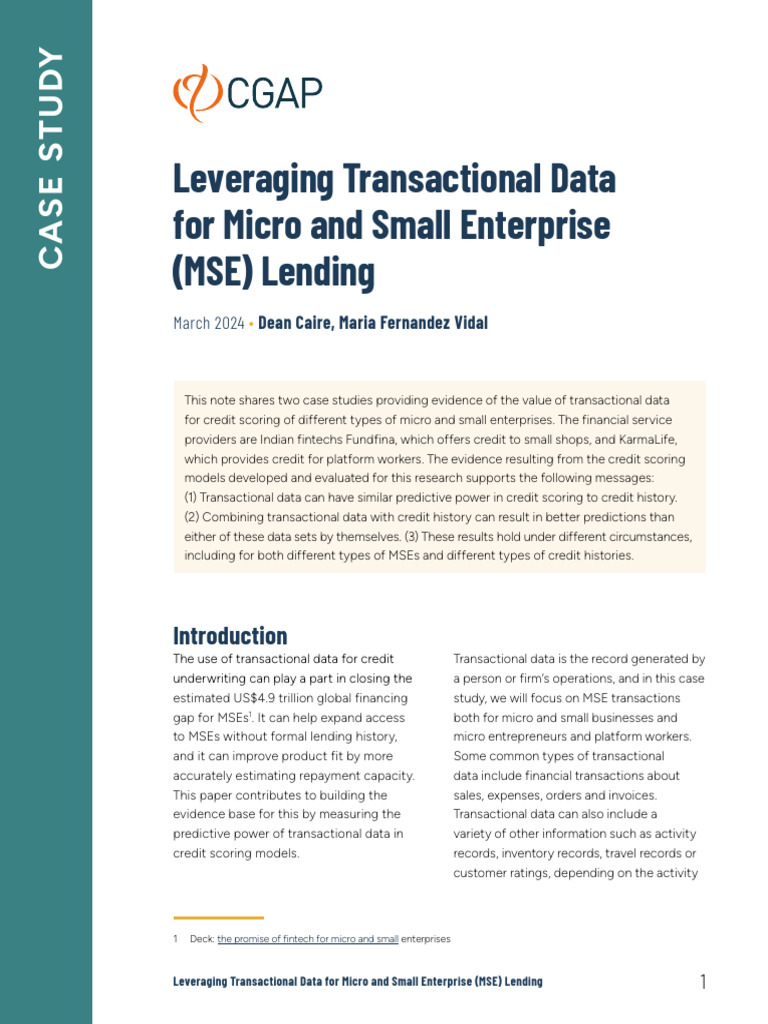 Transactional Data Boosts MSE Lending | PDF | Receiver Operating Characteristic | Credit