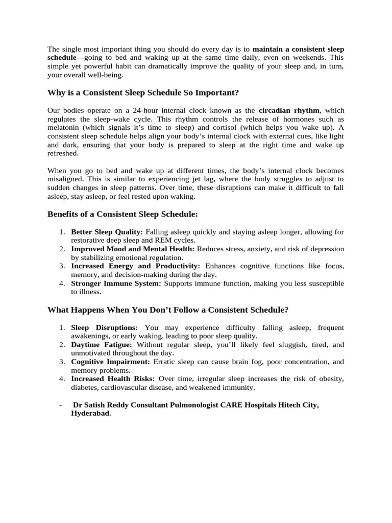Consistent Sleep Schedule - Happiest Health | PDF