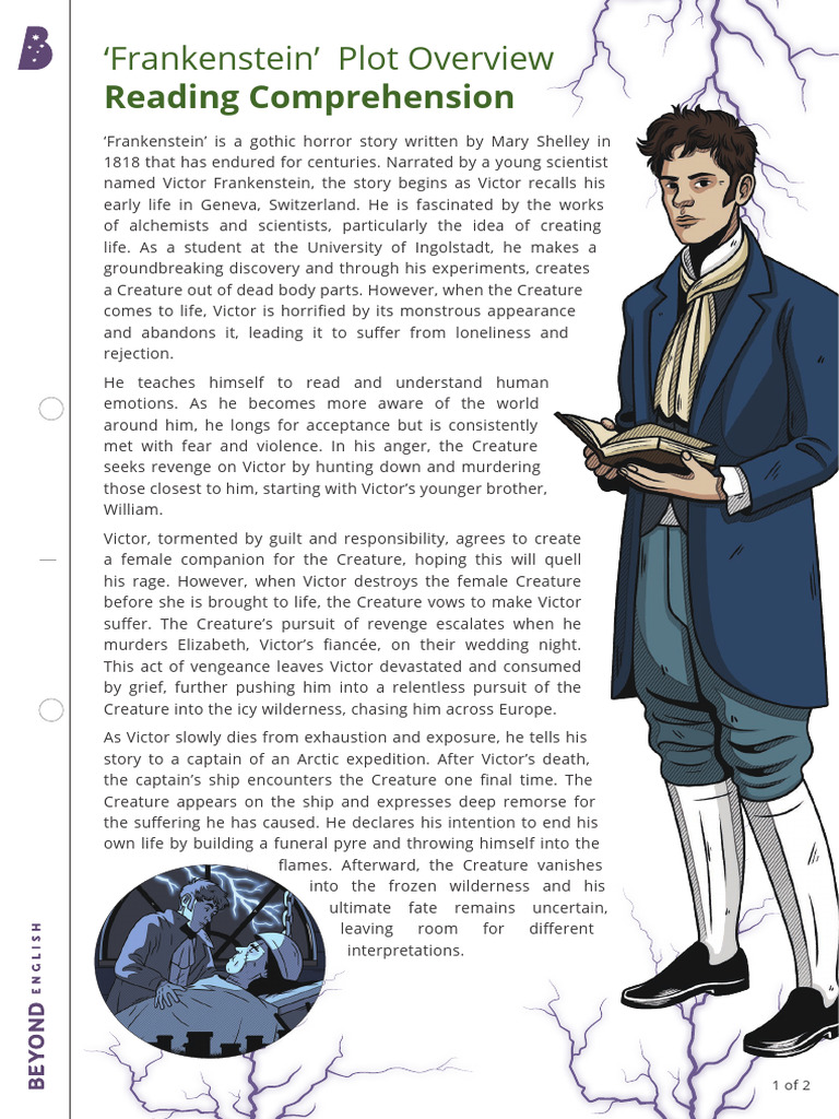 'Frankenstein' Plot Overview Reading Comprehension | PDF