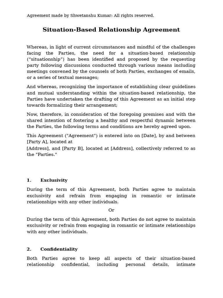 Situationship Agreement | PDF | Intimate Relationships | Interpersonal ...