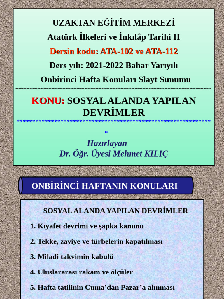 11. M.K. Rev. ATA-102, Onbirinci Hf. Slayt Sunumu | PDF