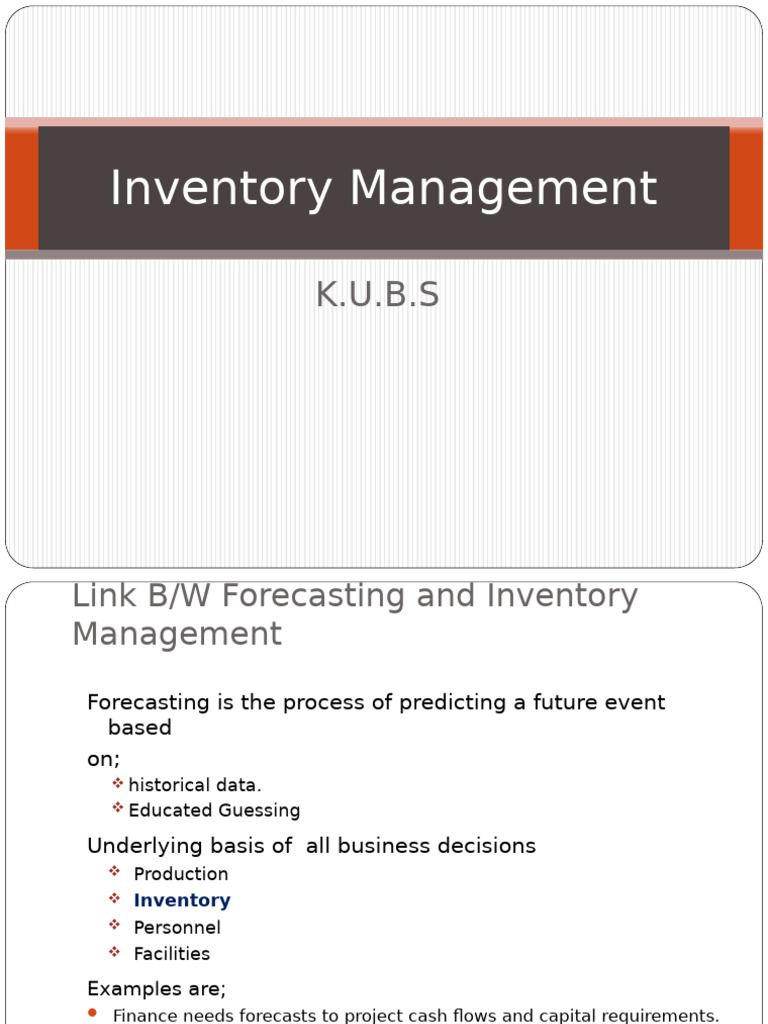 Inventory Management - Lecture 8 | PDF | Forecasting | Mean Squared Error