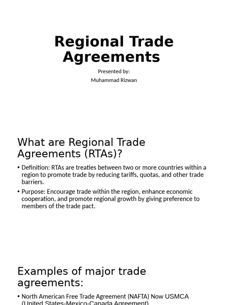 Understanding Regional Trade Agreements | PDF