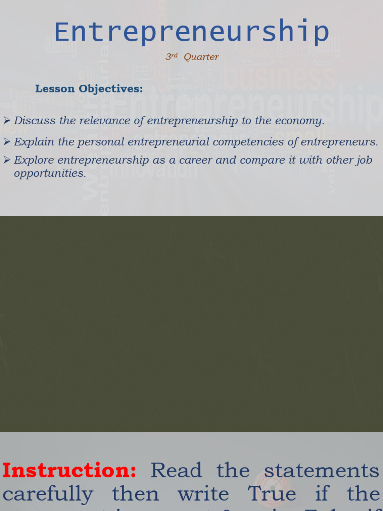 Entrepreneurship Lesson 1 2025 | PDF | Entrepreneurship | Business