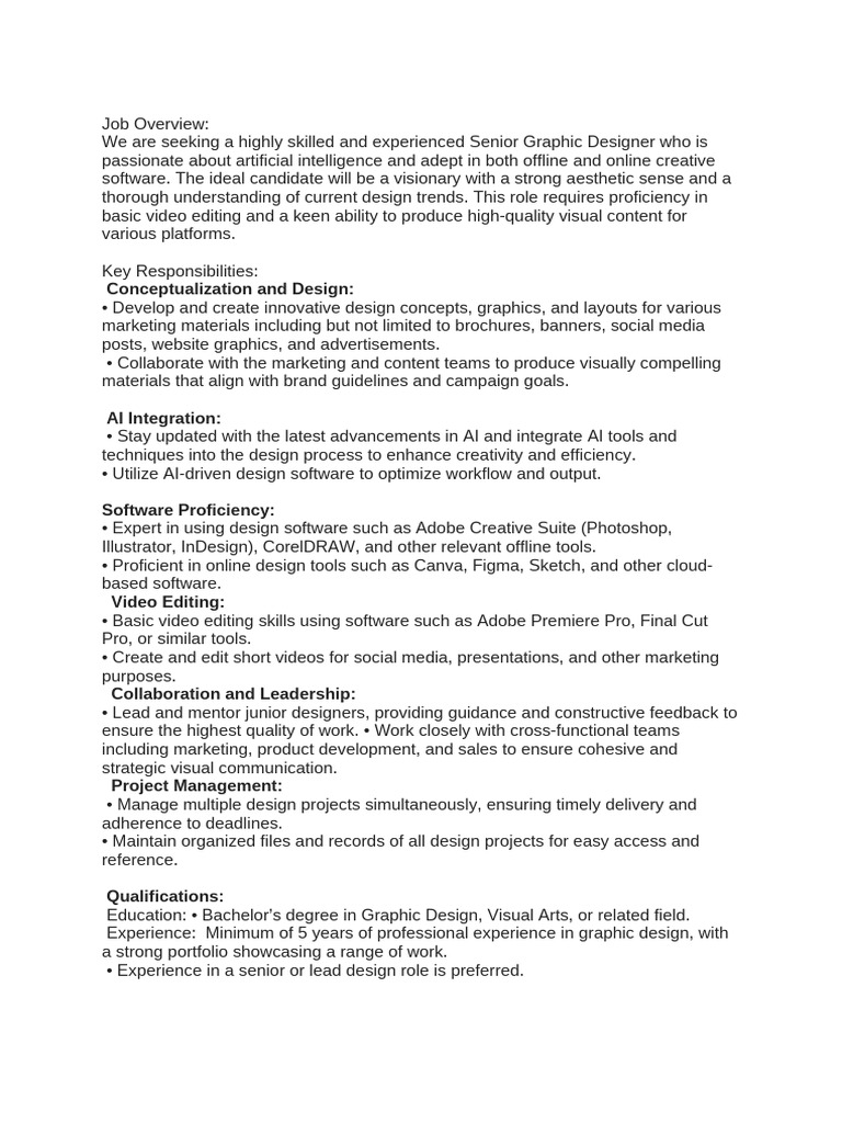 JD - Graphic Designer | PDF | Graphic Design | Editing