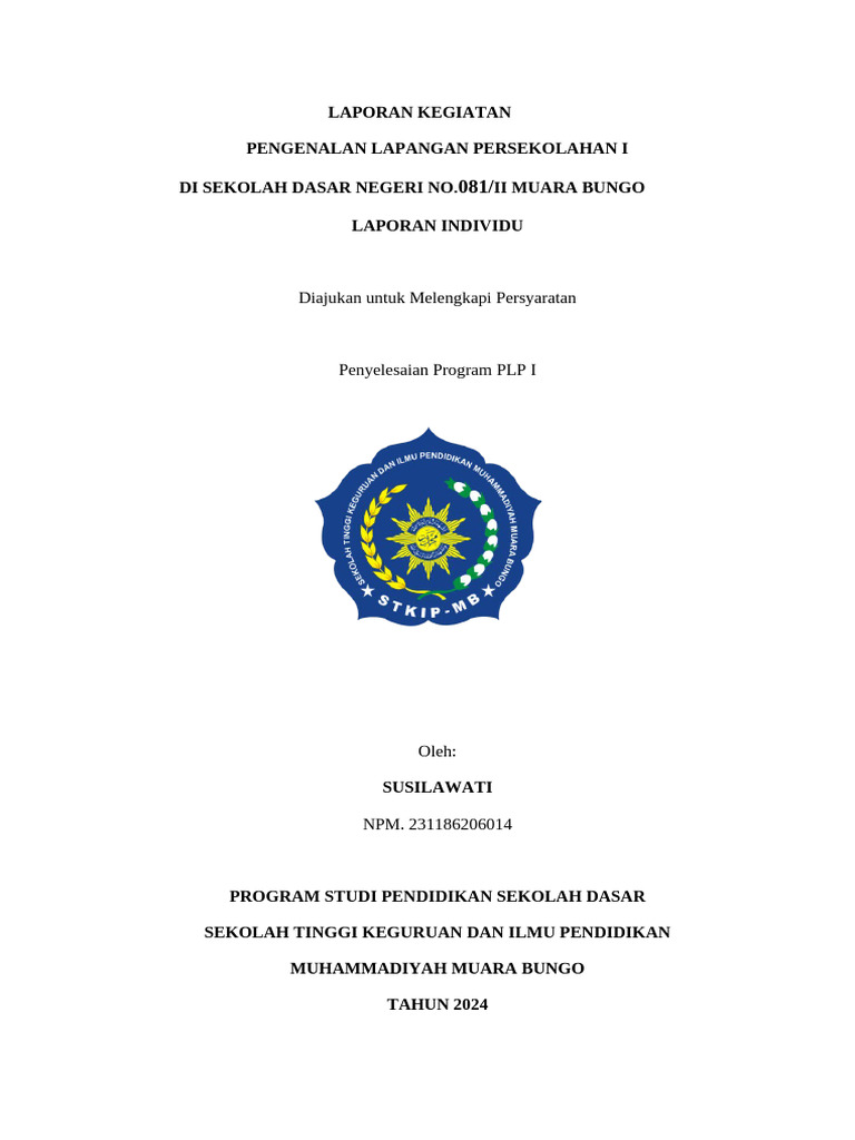 LAPORAN PLP 1 INAYAH | PDF