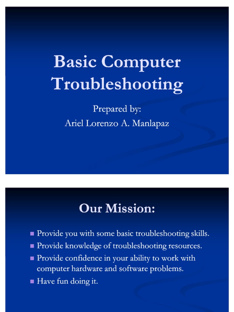 Basic Computer Troubleshooting | PDF | Random Access Memory | Booting