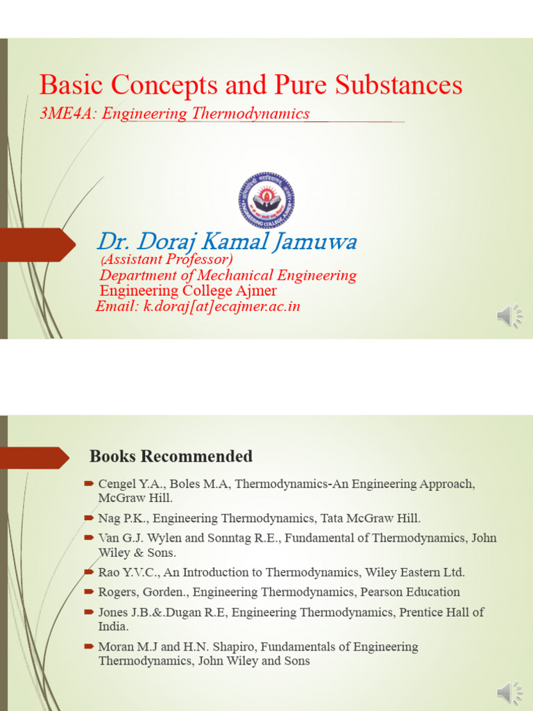 Lecture 1 Basic Concepts and Working Substance | PDF | Vapor | Latent Heat