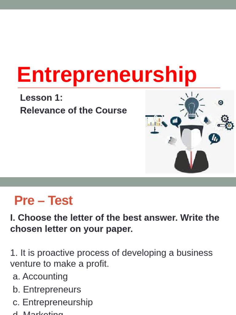 Module 1 Lesson 1.1 Relevance of The Course | PDF | Entrepreneurship ...