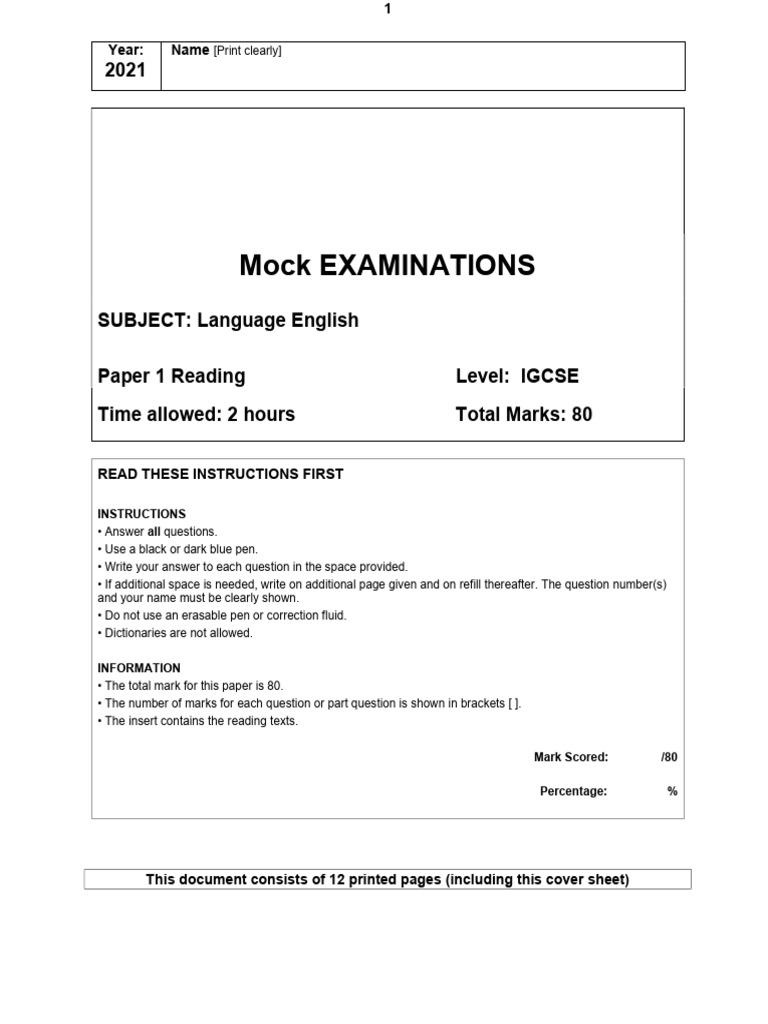 0500 Practice Paper 13 Question Paper | PDF