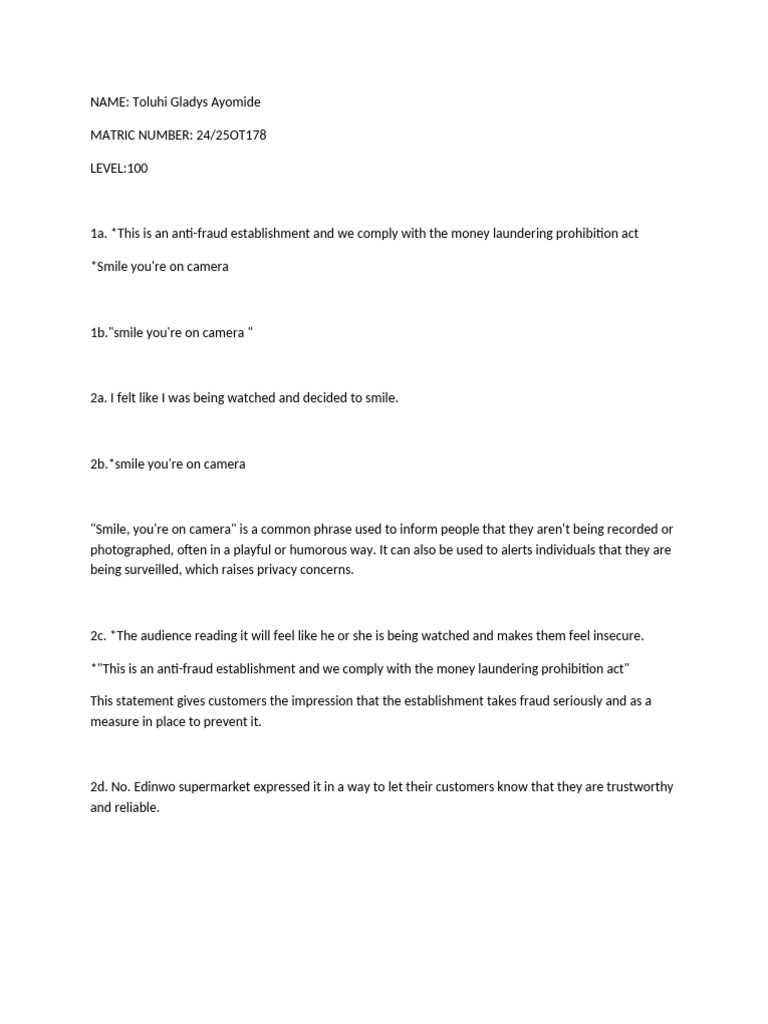 Toluhi Gladys Ayomide | PDF