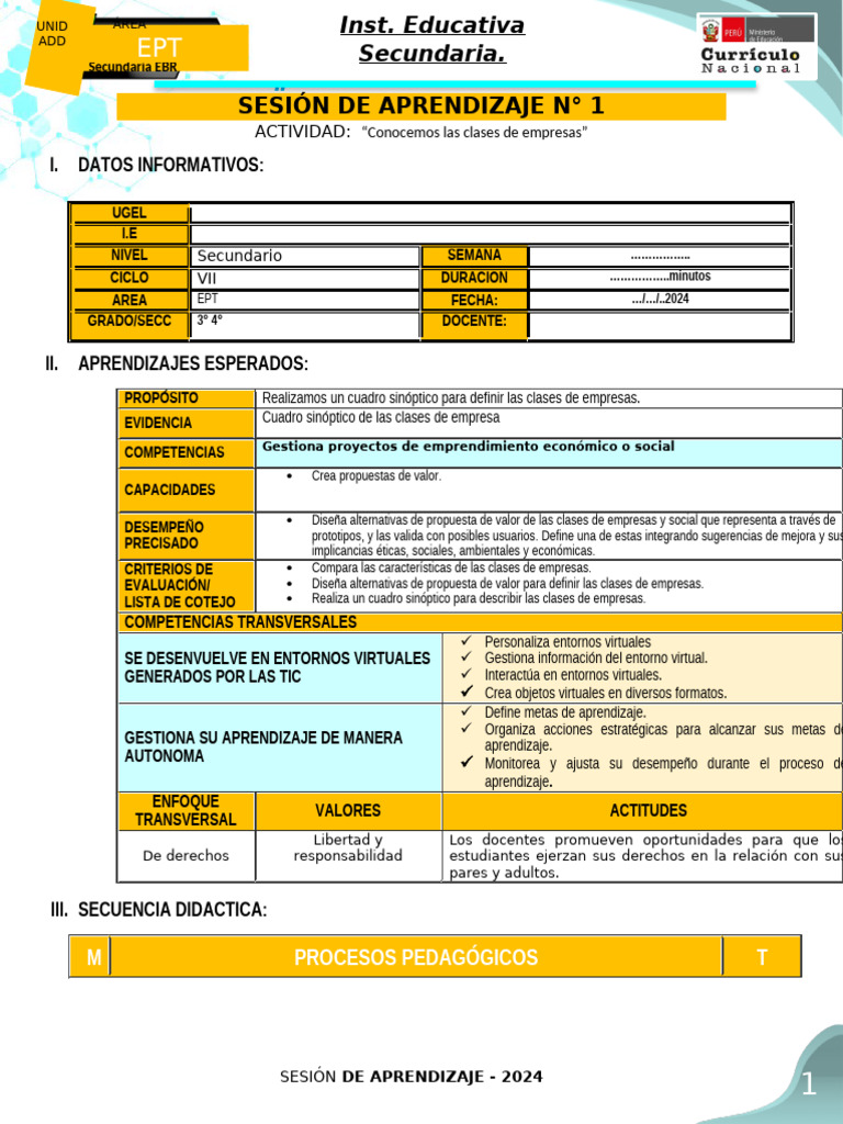 3° 4°-Ses Act 02-Emprendimiento-U2 | PDF | Aprendizaje | Evaluación