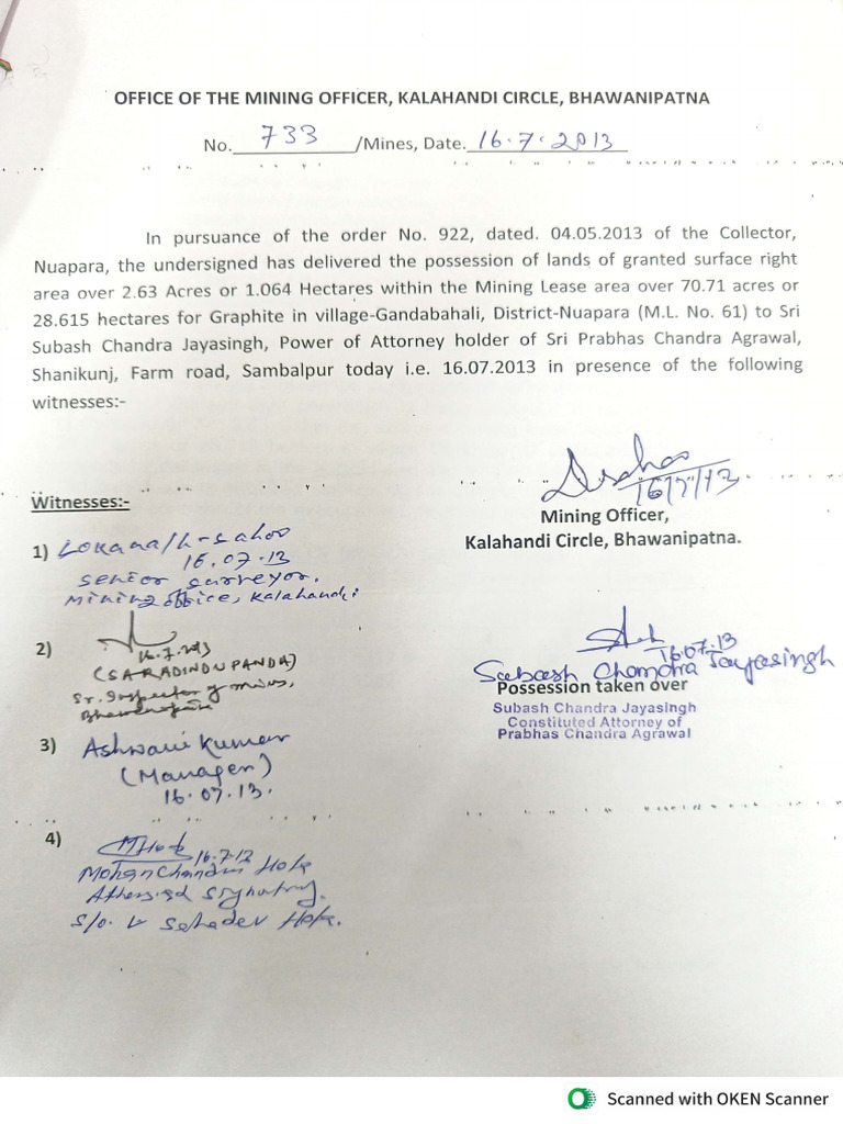 Handing Over of the Lease Land | PDF