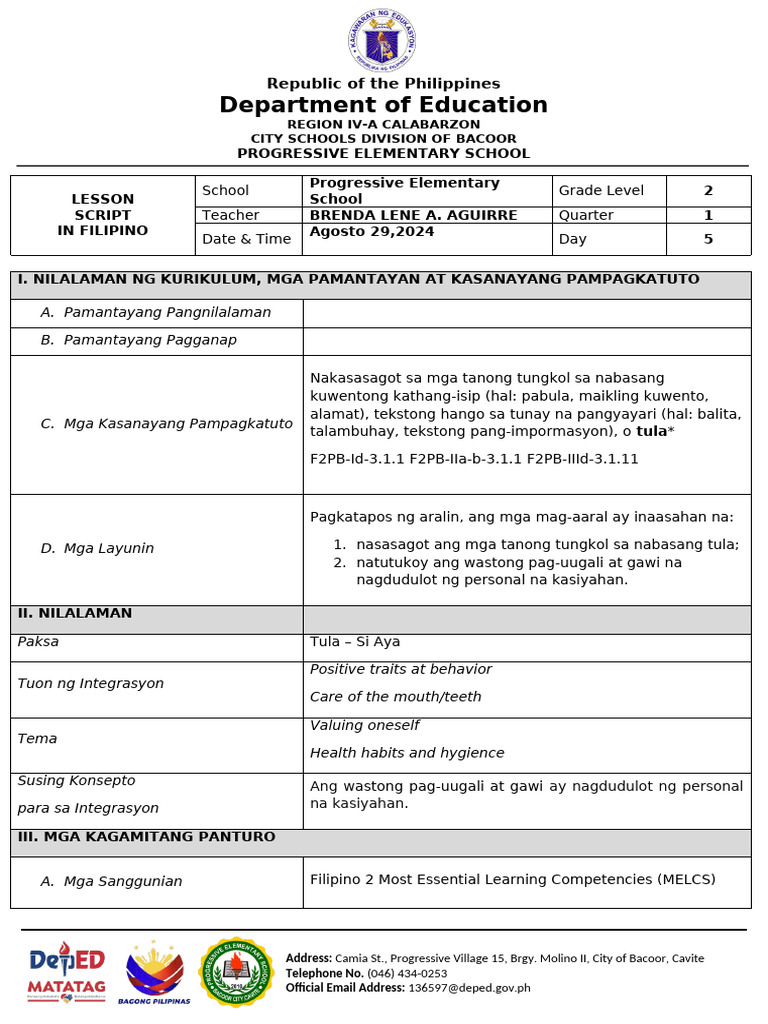 Cuf DLP - Filipino - Q1week5 | PDF