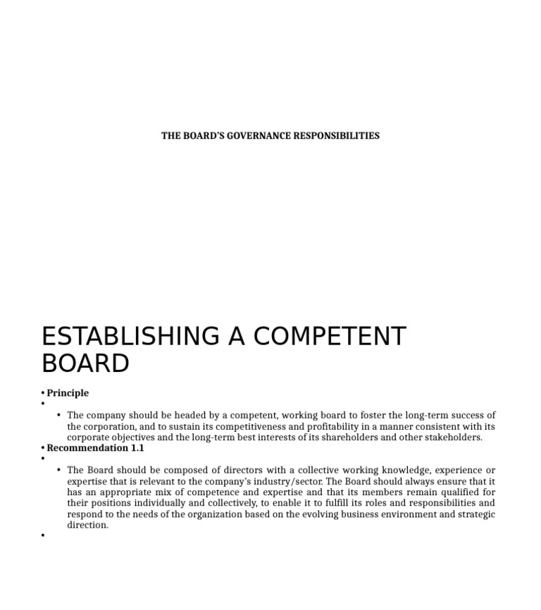 Competent Board Governance Guide | PDF