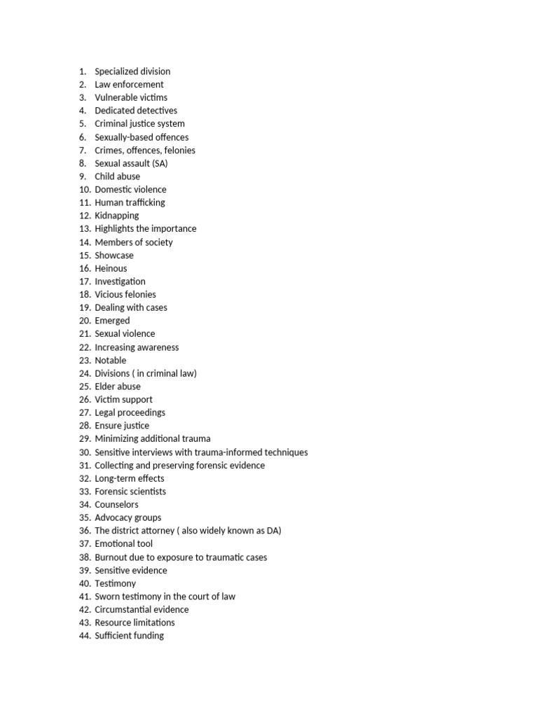 The Special Victims Case. Words | PDF