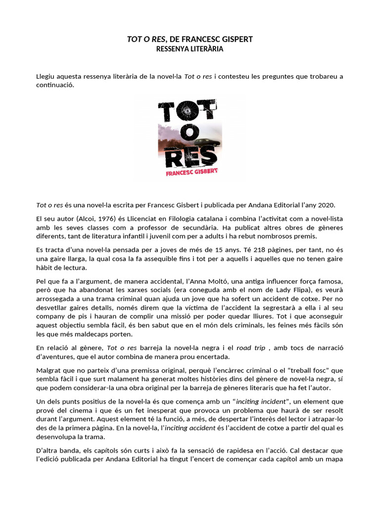 rES RESSENYA LITERÀRIA | PDF