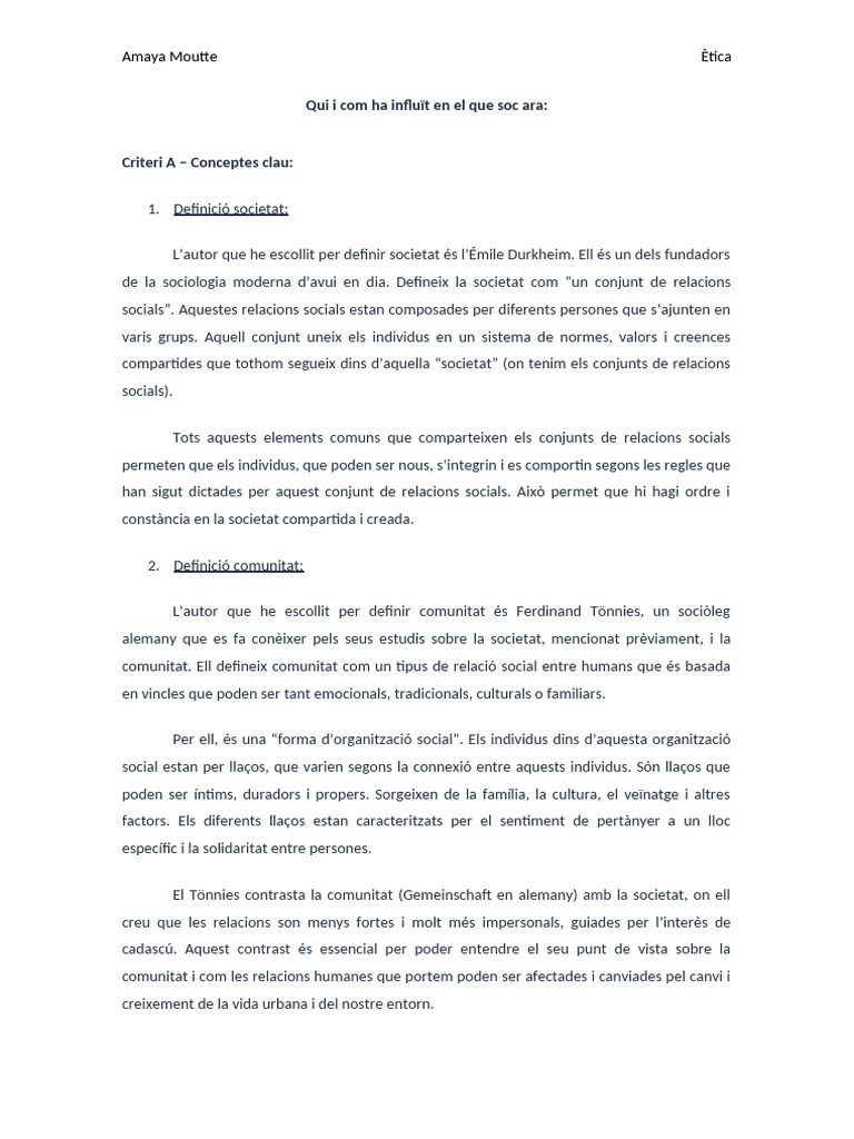 QUI I COM HA INFLUIT EN EL QUE SÓC ARA Amaya | PDF