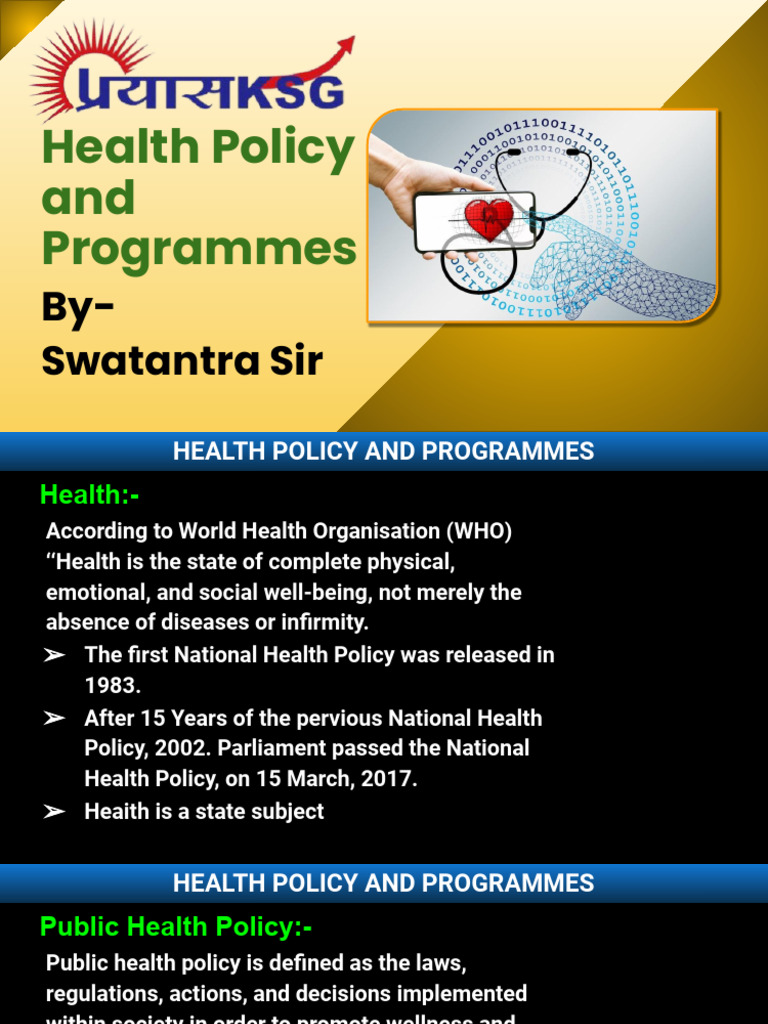 KSG - Health Policy & Programmes (English) Lecture 4 | PDF | Health ...