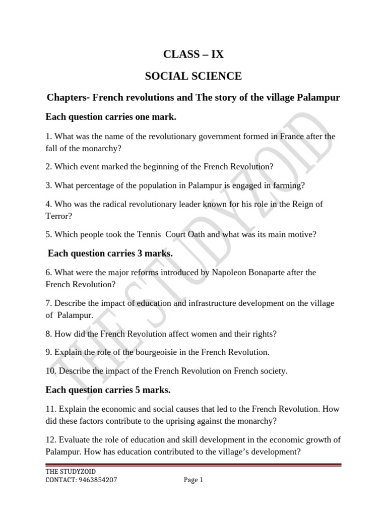 Class - Ix Social | PDF